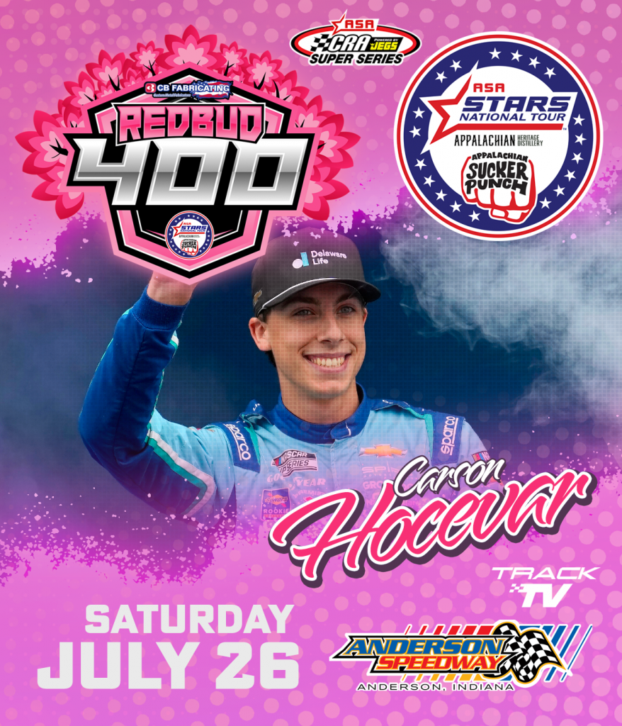 NASCAR Cup Driver Carson Hocevar Enters 59th Annual CB Fabricating Redbud 400 at Anderson ...